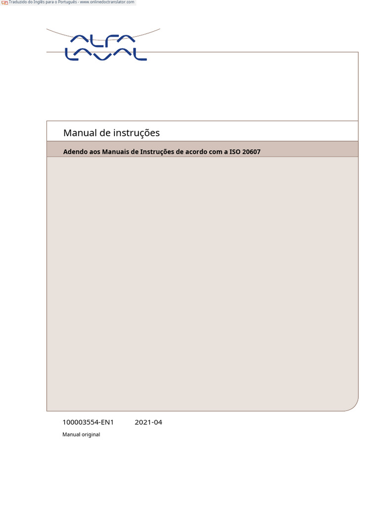 Alfa Laval Addendum For Instruction Manuals According To Iso 20607.en ...