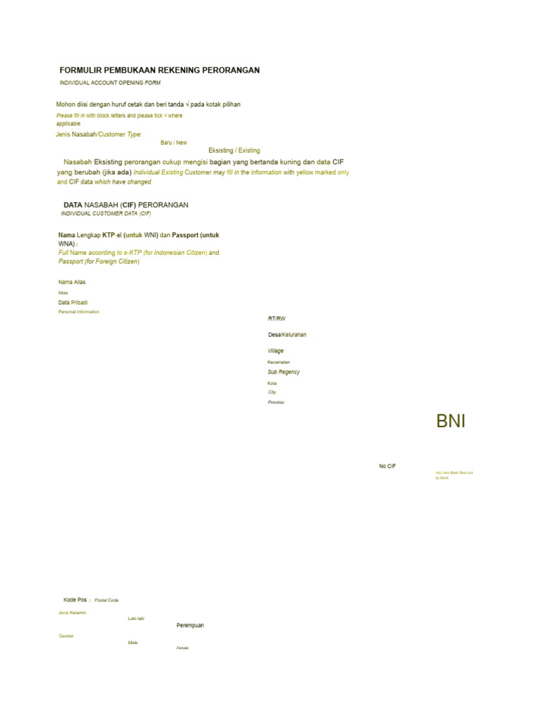 Form BNI Banpem | PDF | Debit Card | Banking