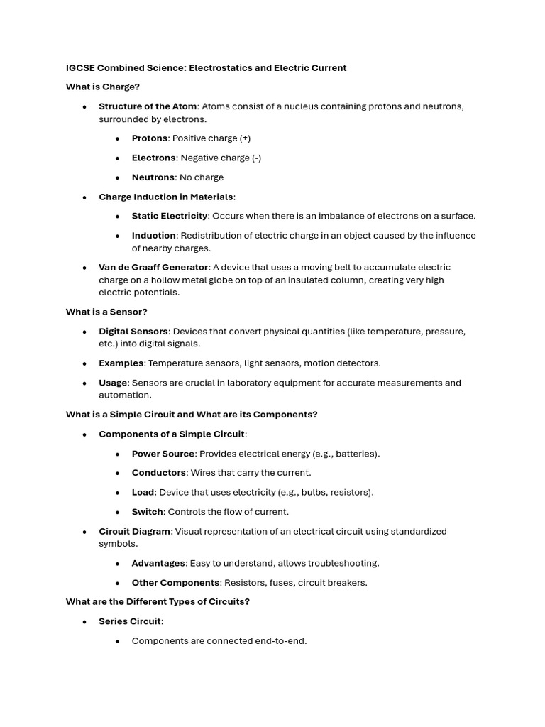 IGCSE Combined Science - Physics | PDF