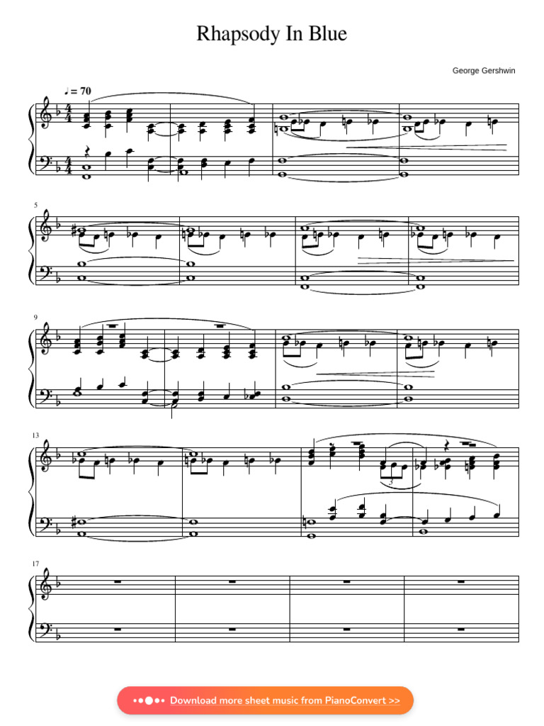 Easy Piano Sheet Music for Rhapsody | PDF | Musical Compositions ...