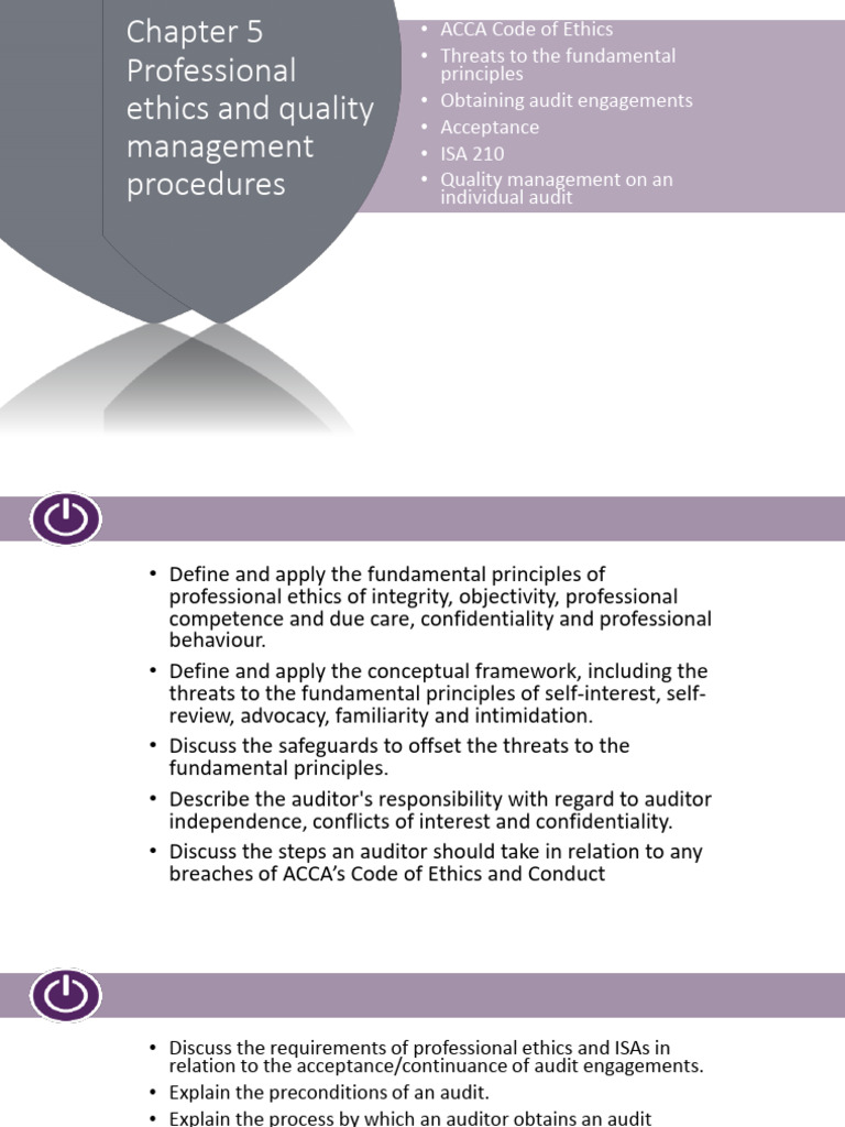 Chapter 5 - Professional Ethics and Quality Management Procedures | PDF