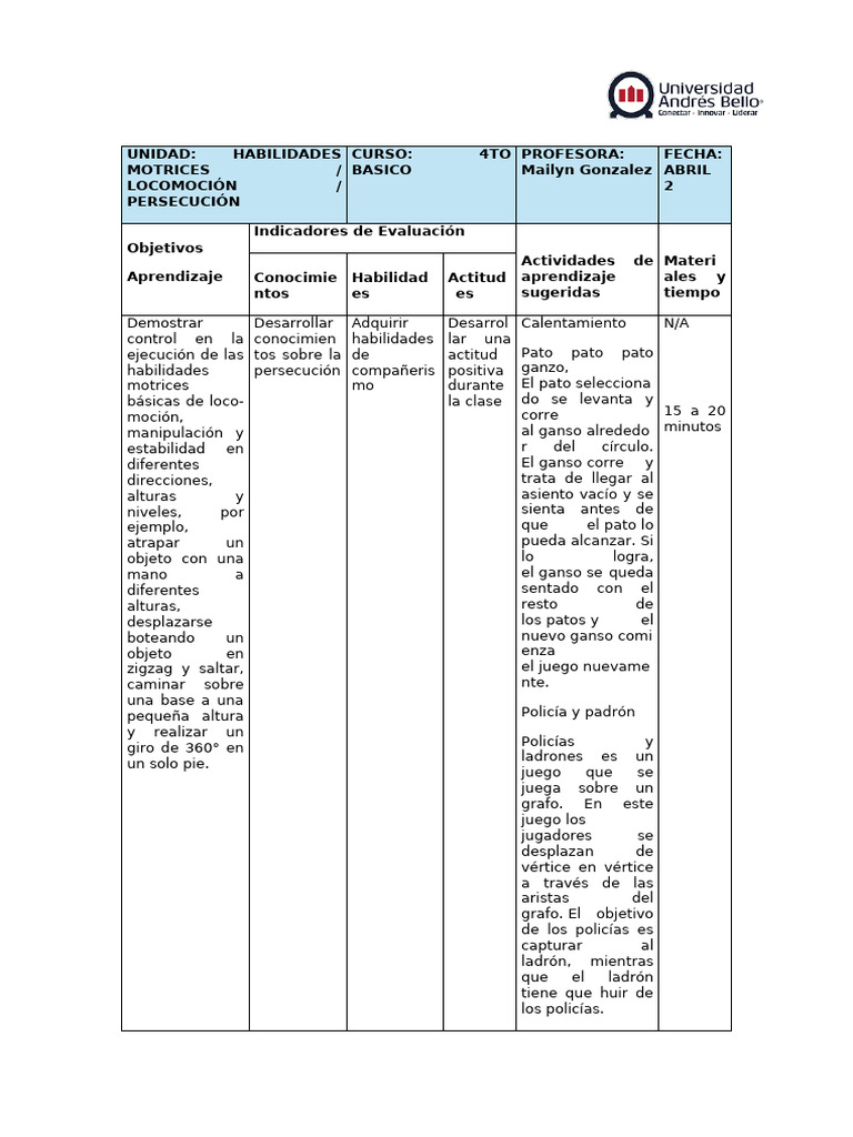 Planificacion 4to Basico | PDF