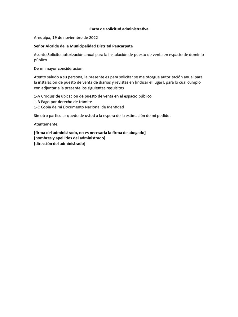 Carta de Solicitud Administrativa | PDF