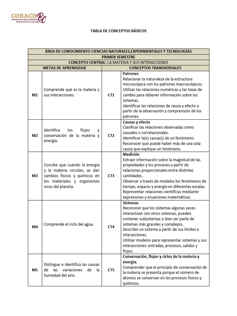 Tabla de Conceptos Básicos | PDF