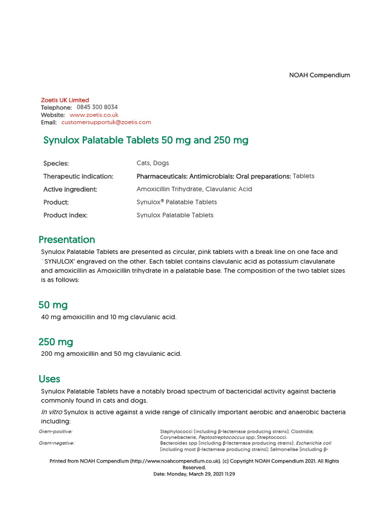 Synulox-50mg-and-250mg | PDF
