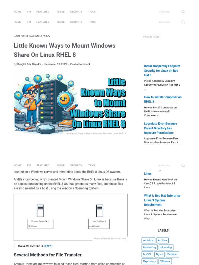 Little Known Ways To Mount Windows Share On Linux RHEL 8 | PDF | File Transfer Protocol | Computers