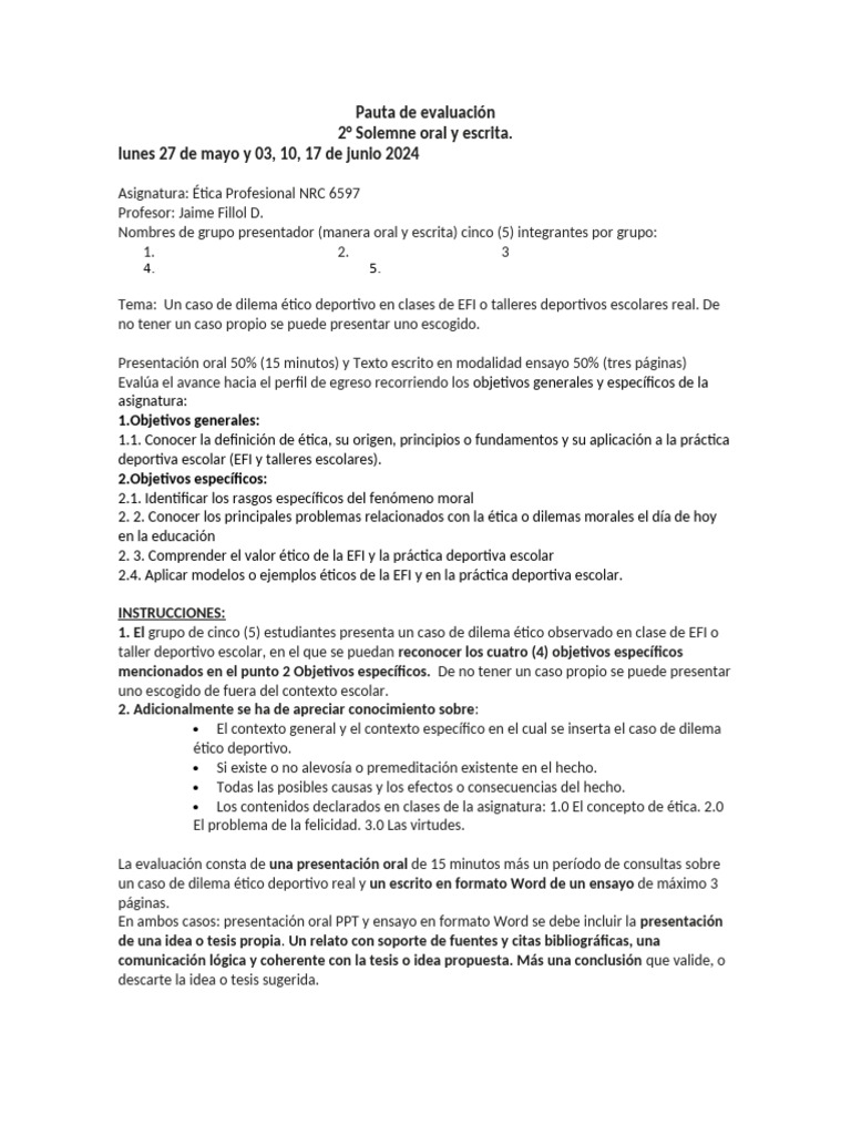 Pauta Evaluación Segunda Solemne | PDF