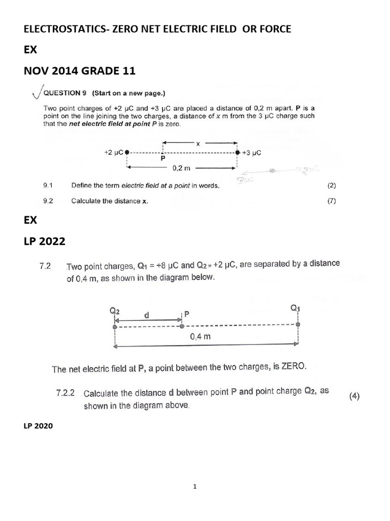 Electrostatics Zero Eletric Field Or Electrostatic Force 2022 1 Pdf