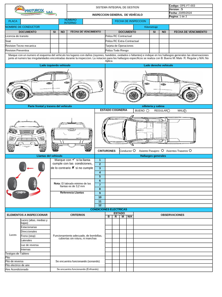 Ope-Ft-003 Inspeccion General Veh - Culo | PDF