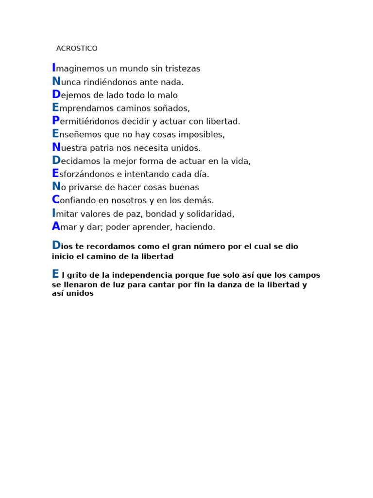 Acrostico Independencia | PDF