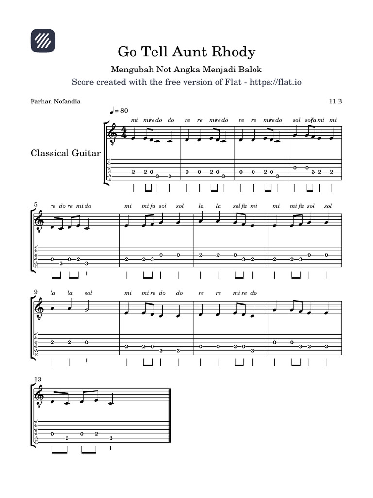 Go Tell Aunt Rhody | PDF