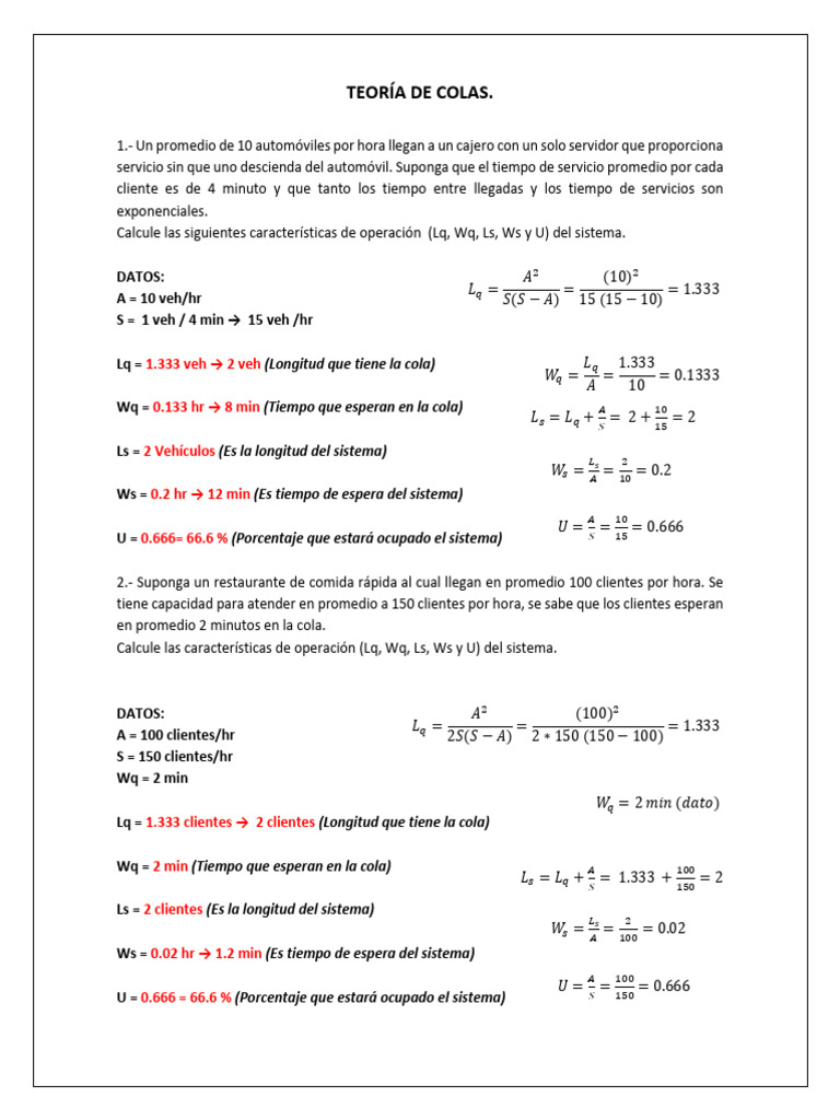 teoria-de-colas-ejercicios-resueltos | PDF