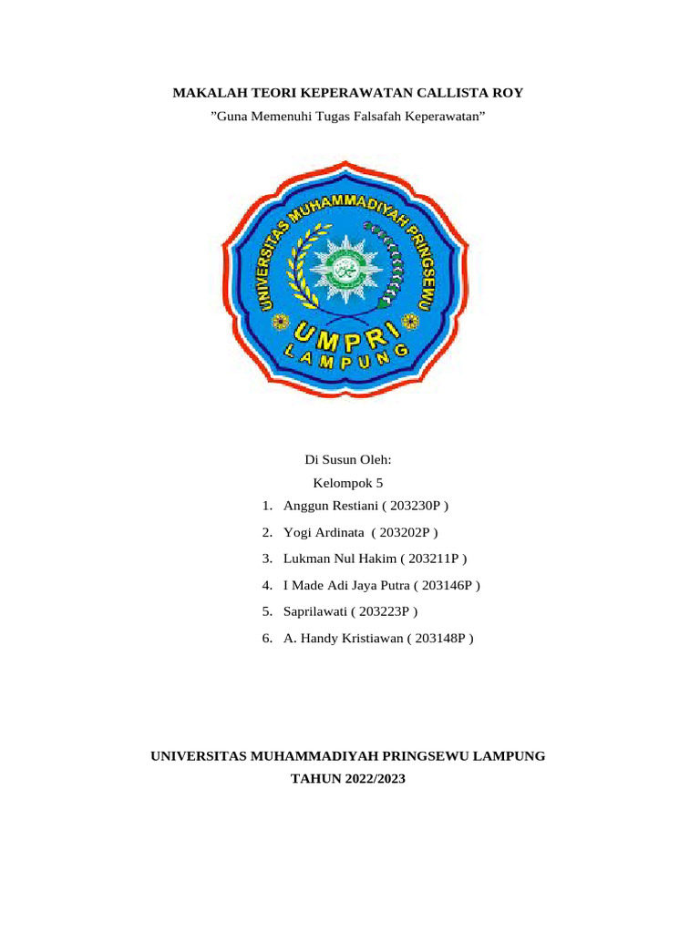 Makalah Teori Calista Roy | PDF