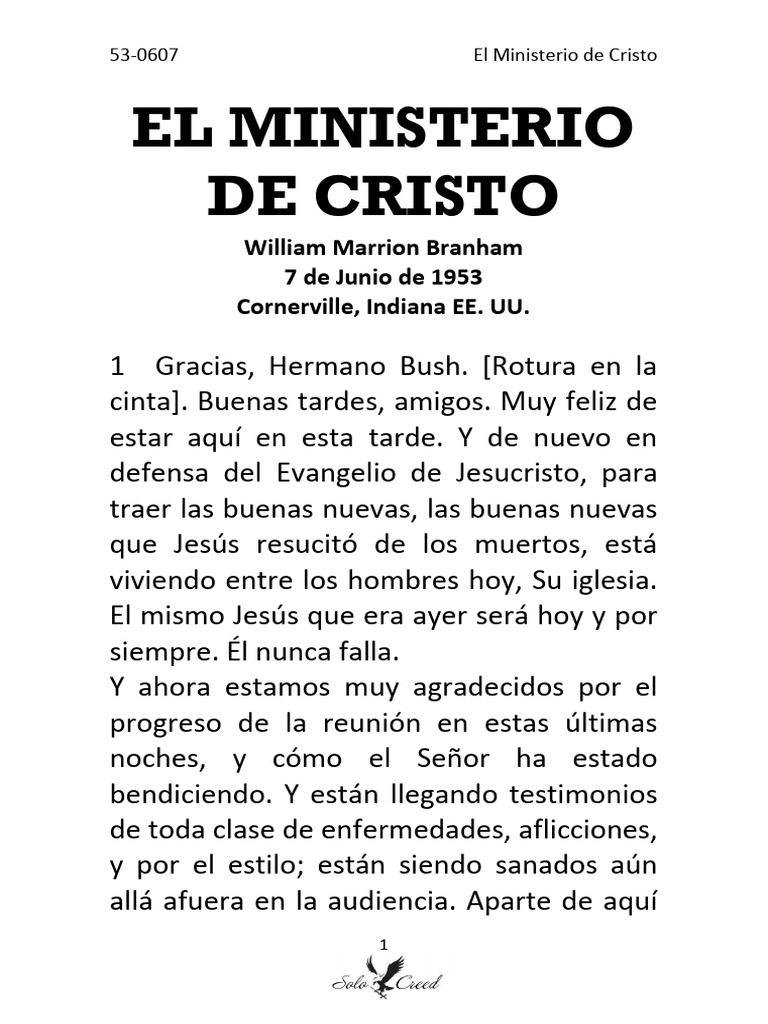 53-0607a El Ministerio de Cristo Hub | PDF