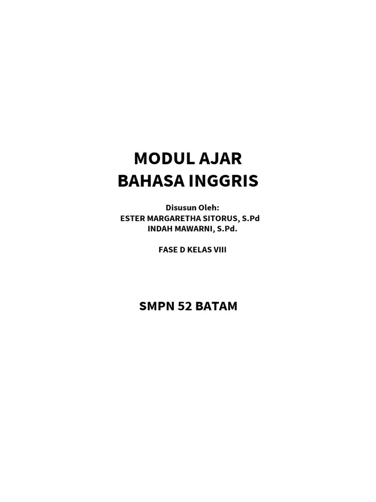 Modul Ajar Simple Future Tense | PDF