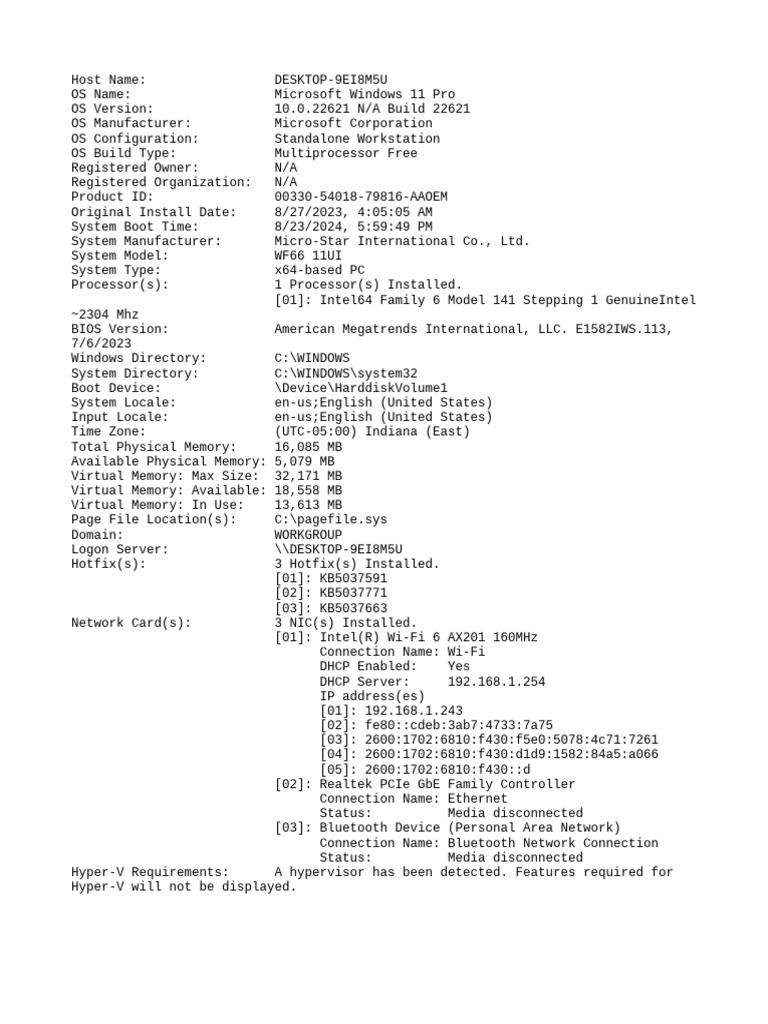 System Info | PDF