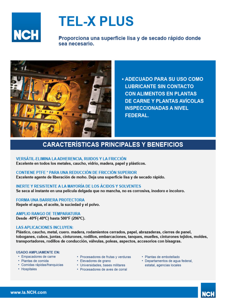 NCH Lubricante Tel-X Plus - Ficha Tecnica | PDF