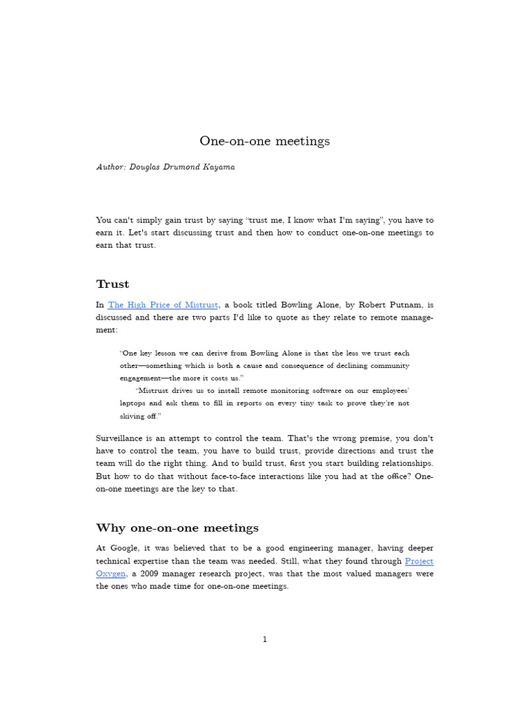 One-On-One Meetings | PDF
