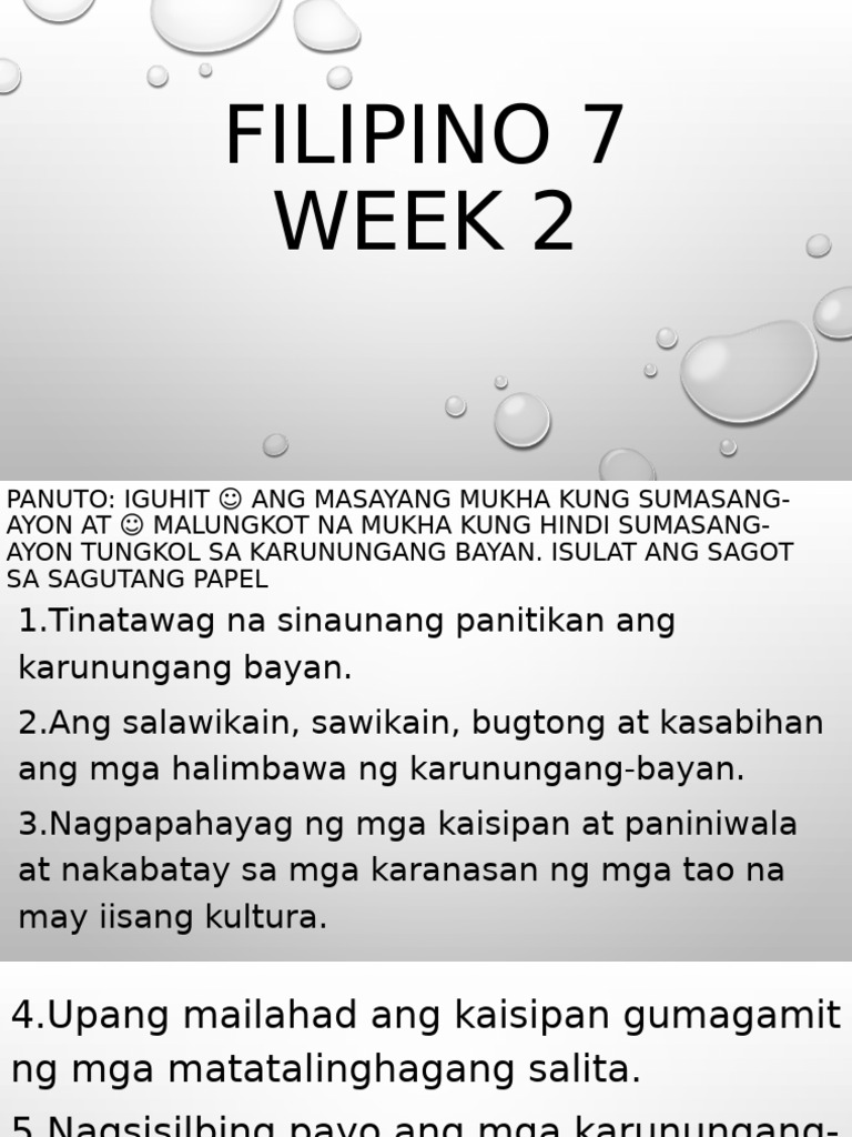 Filipino 7 Week 2 | PDF
