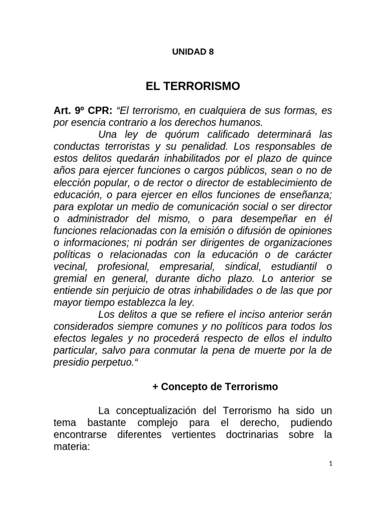 Unidad 8 El Terrorismo | PDF