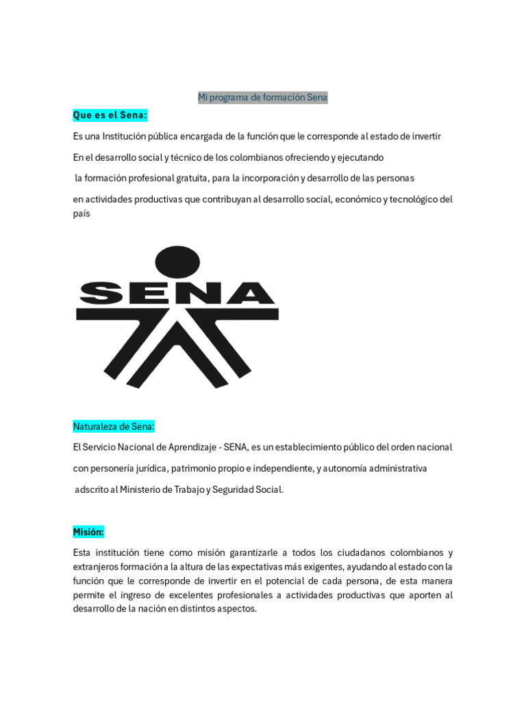 Mi Programa de Formación Sena | PDF