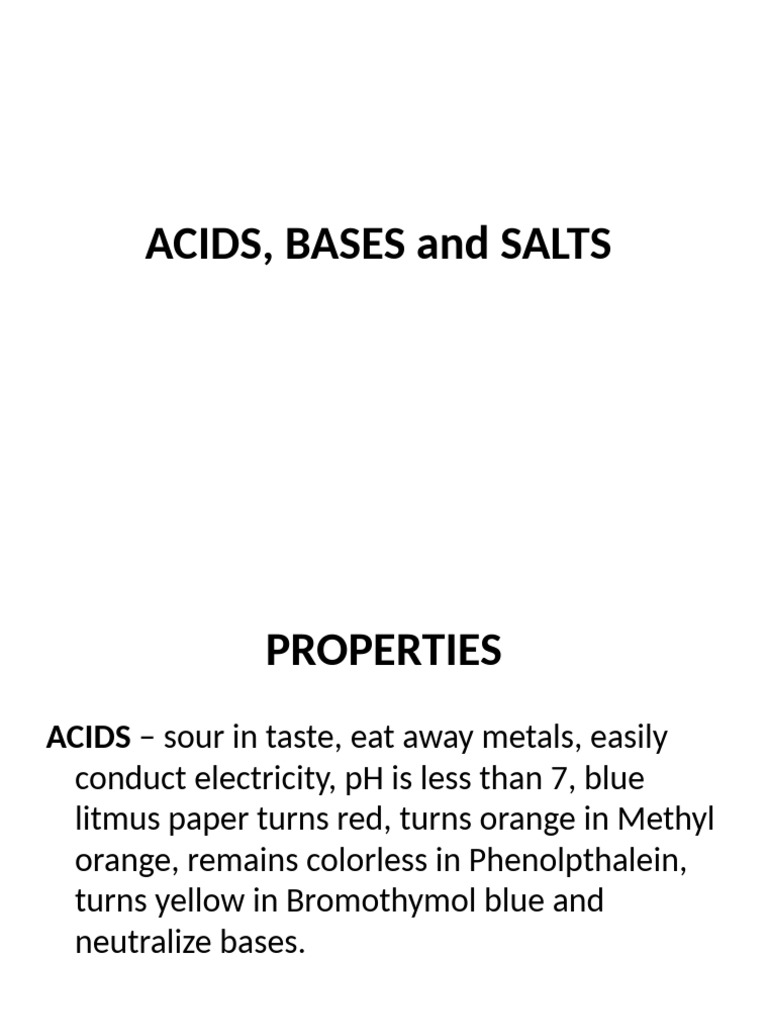 ACIDS, BASES and SALTS | PDF