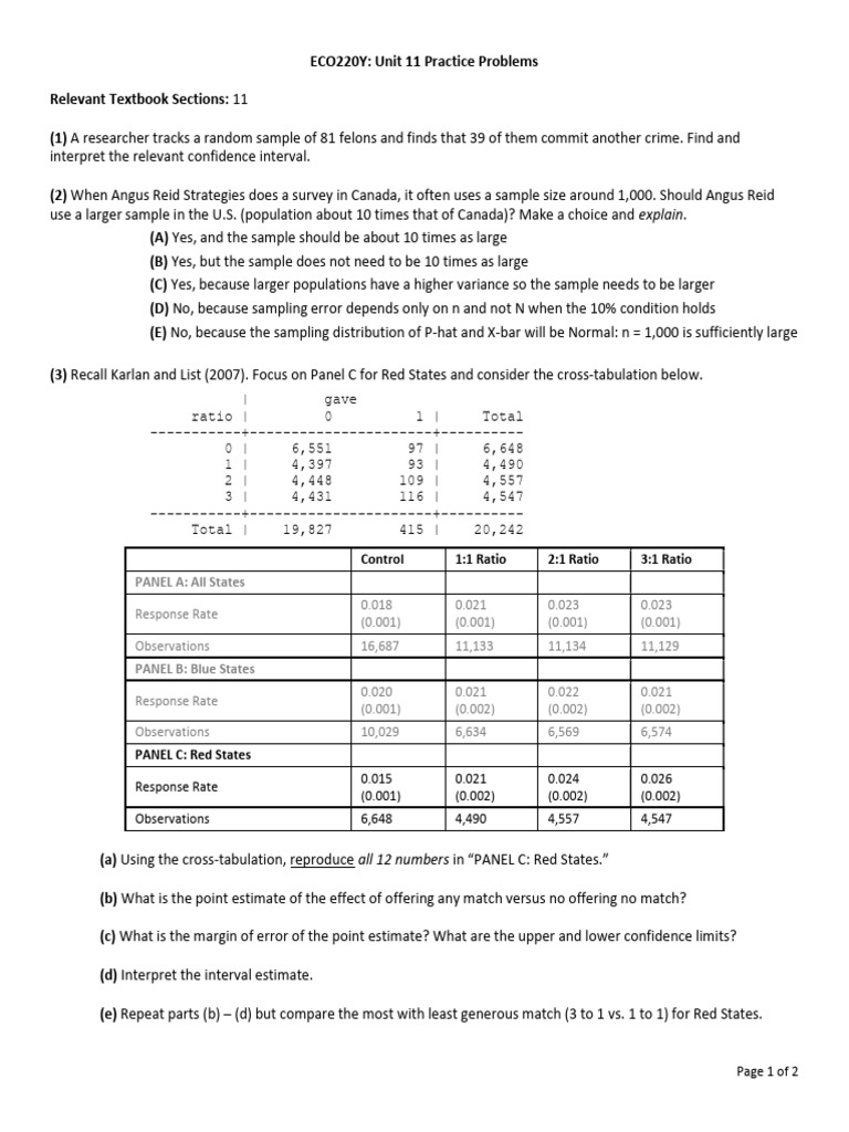 220 Practice Unit11 | PDF | Confidence Interval | Sampling (Statistics)