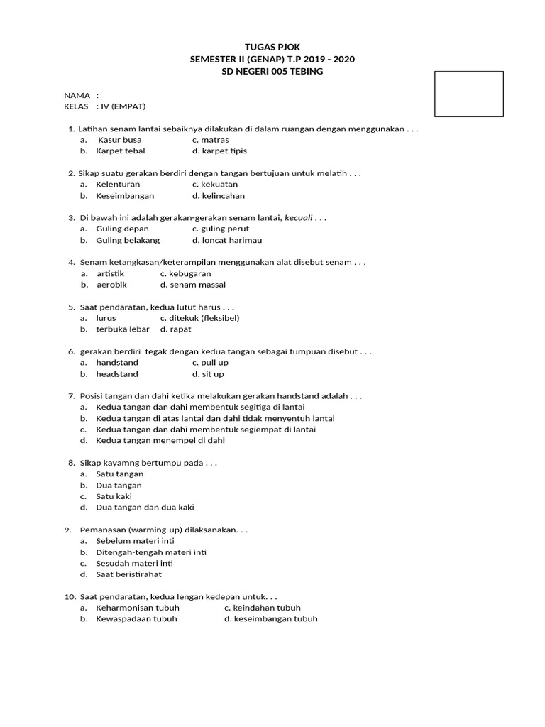 Soal Pjok KLS 4 | PDF