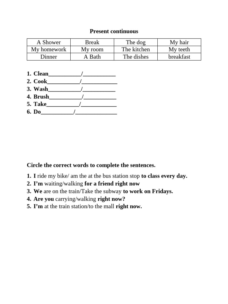 Present Continuous Ejercicios | PDF