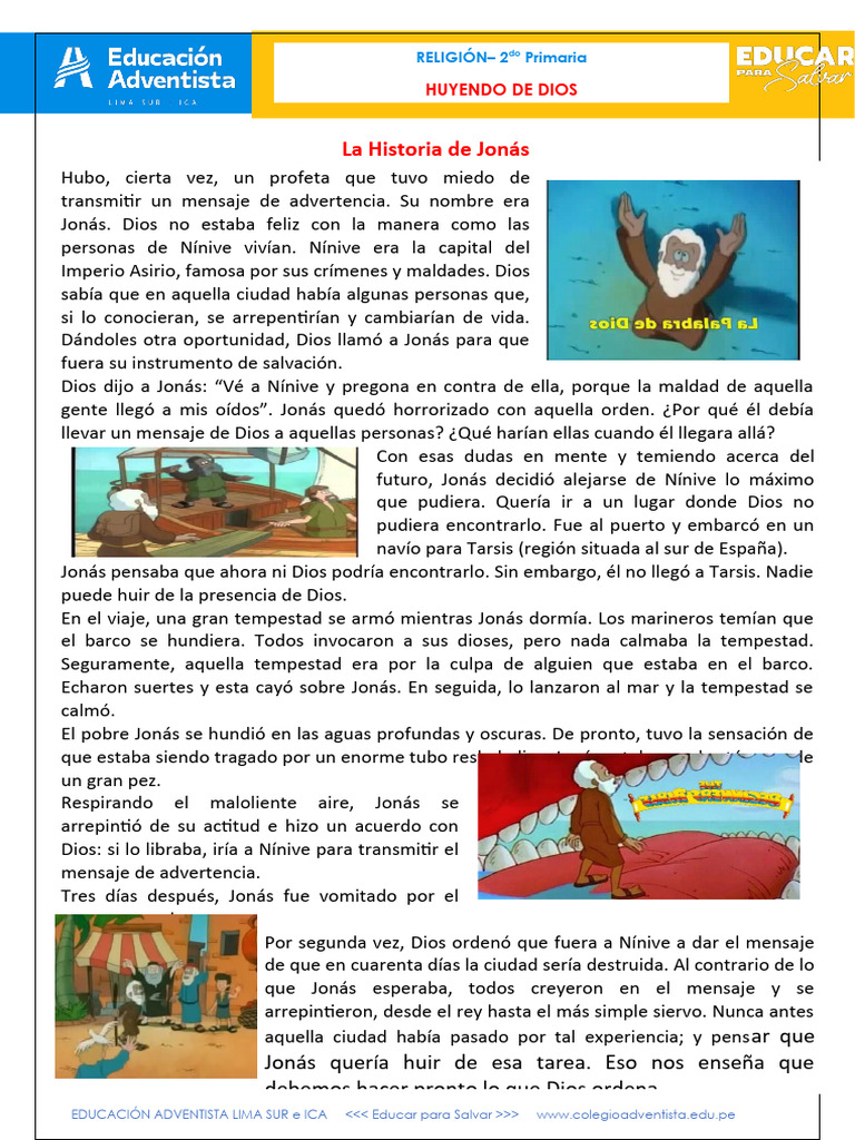 Ficha de Religion La Historia de Jonás | PDF | Jonás