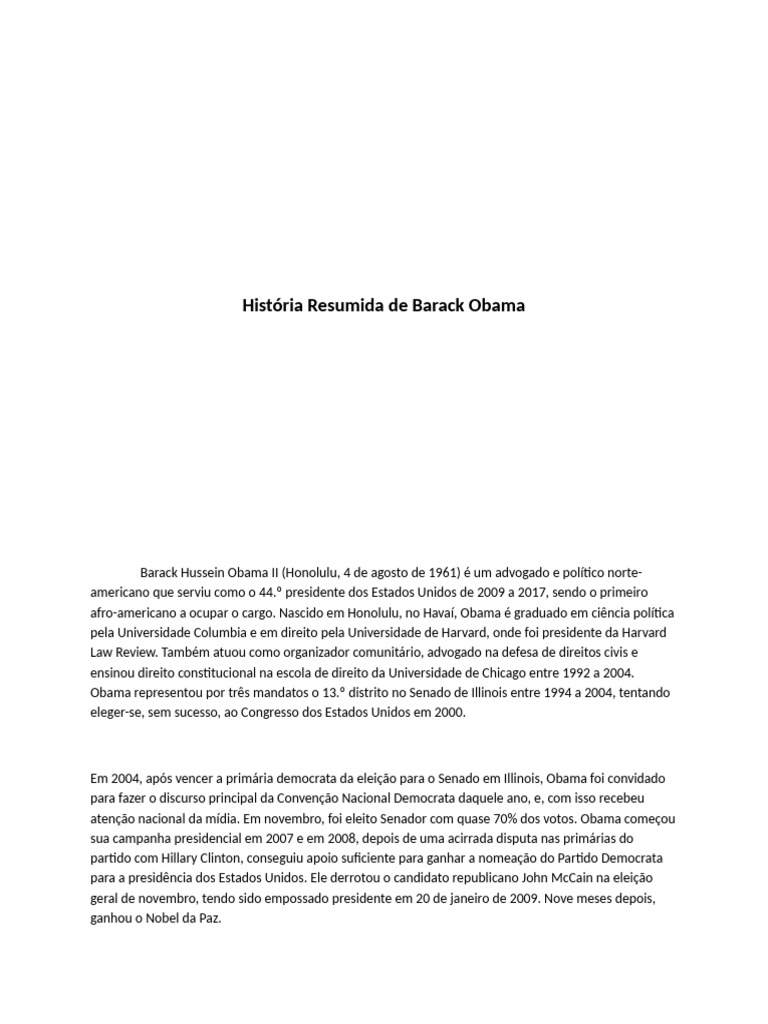 História Resumida de Barack Obama | PDF