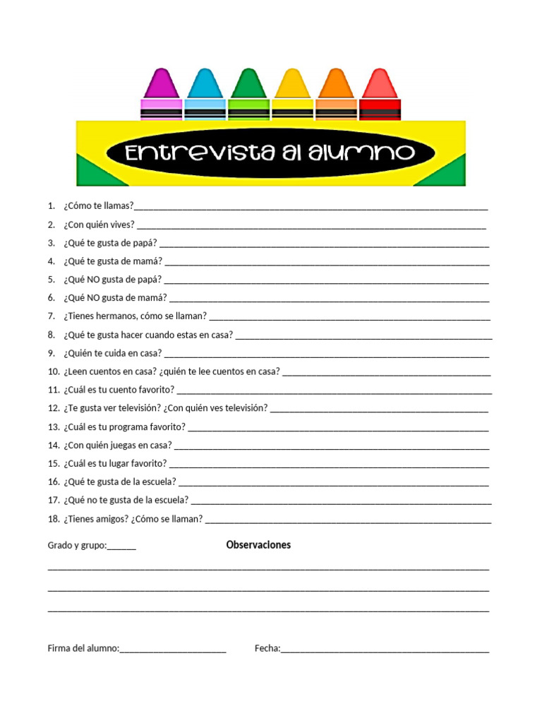 Entrevista para Alumnos | PDF