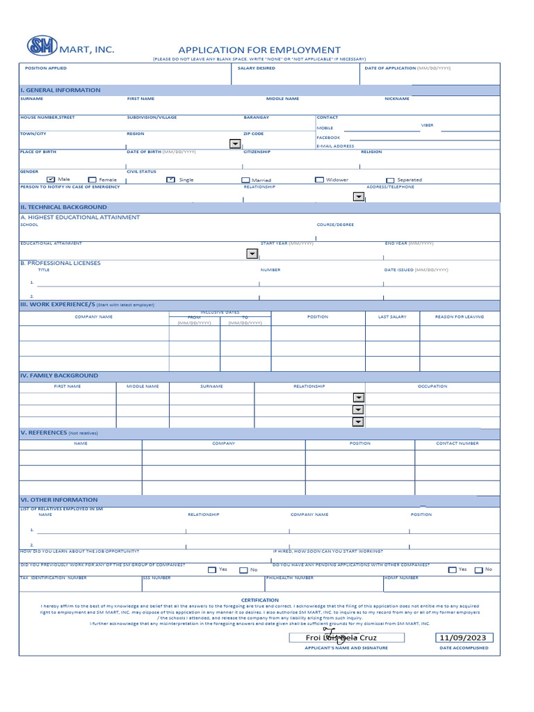 The SM Store - Application Form | PDF | Justice | Crime & Violence