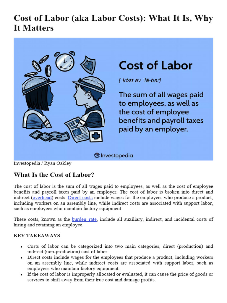 LABOR COSTS - Investopedia | PDF