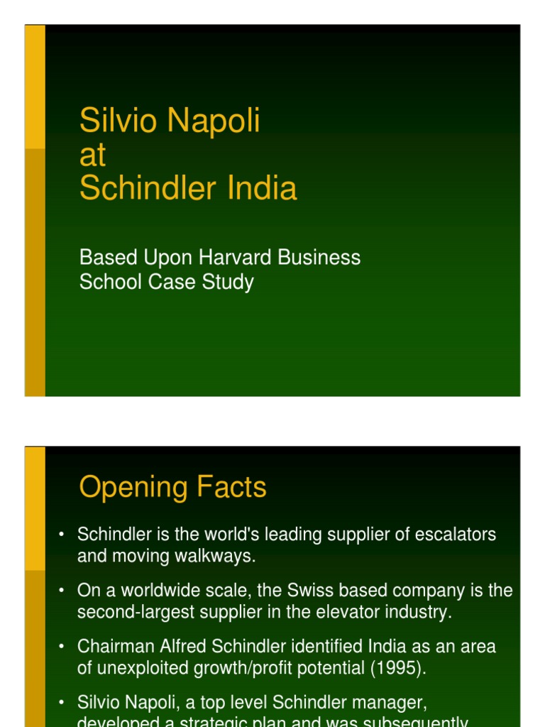Silvio Napoli at Schindler India: Based Upon Harvard Business School Case Study | PDF ...