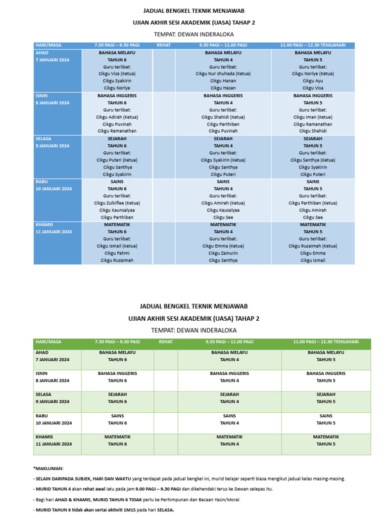 Jadual Bengkel Teknik Menjawab Upsa 2023 2024 | PDF