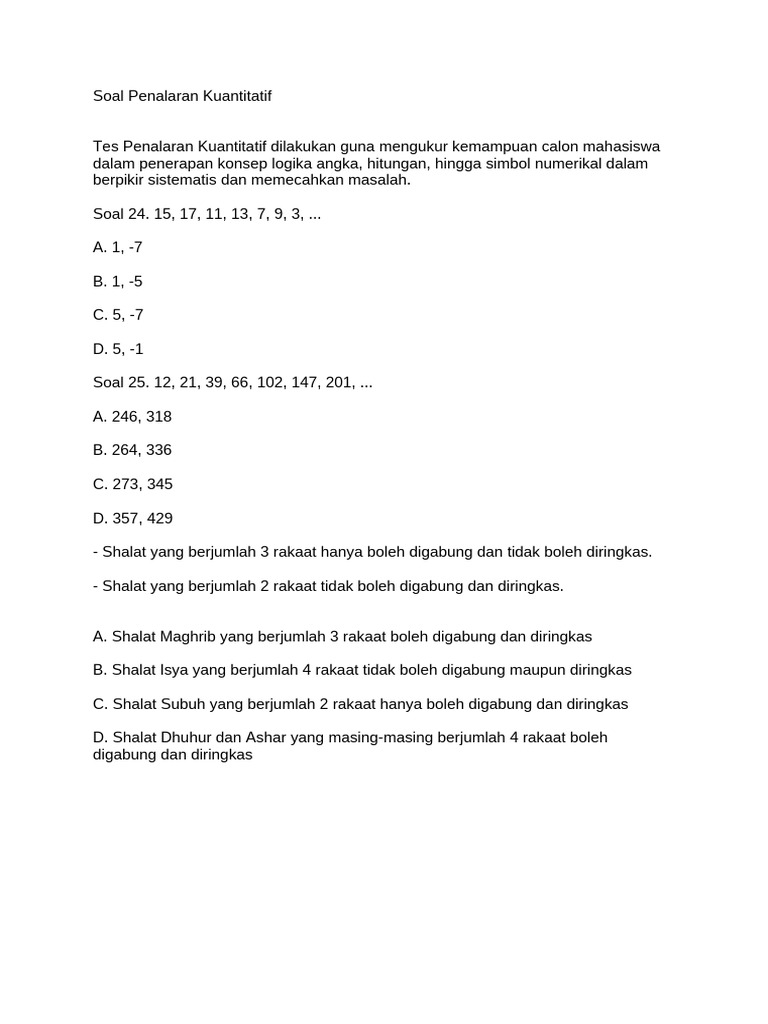 Soal Penalaran Kuantitatif | PDF
