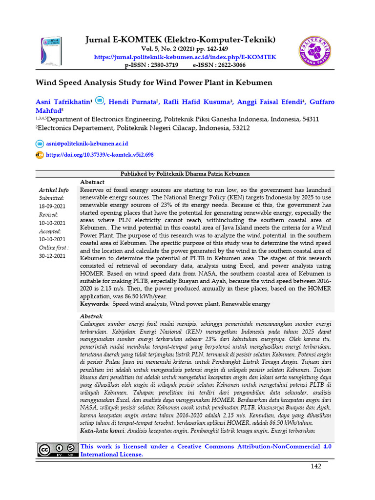 Wind Speed Analysis Study For Wind Power | PDF