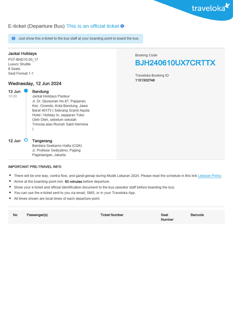 BUS AWAY E-Ticket | PDF