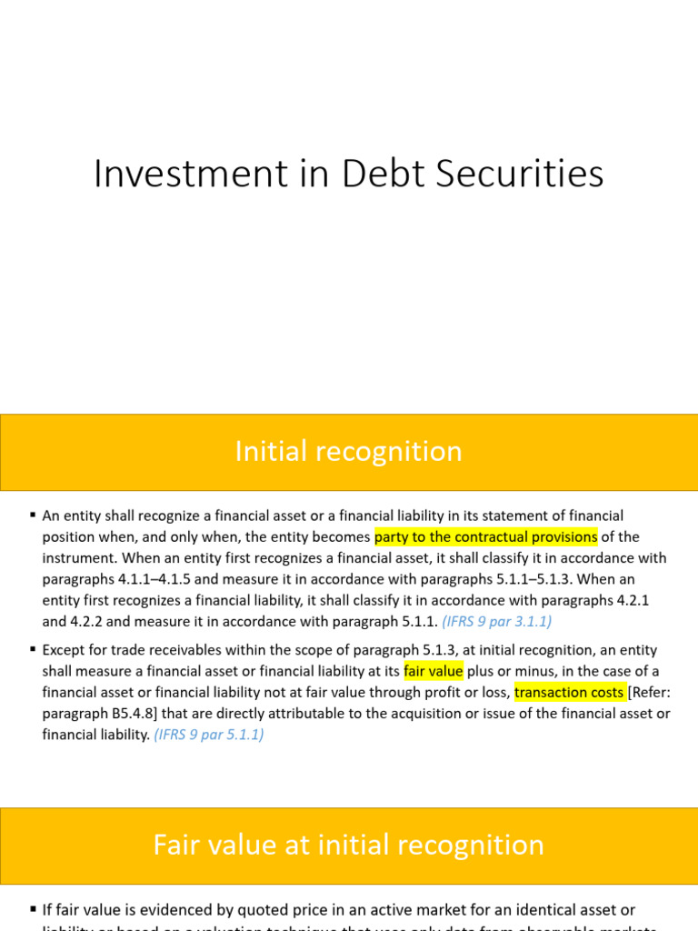 Investment in Debt Securities | PDF | Fair Value | Finance & Money ...