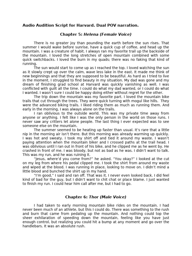 Audio Audition Script HARVARD | PDF