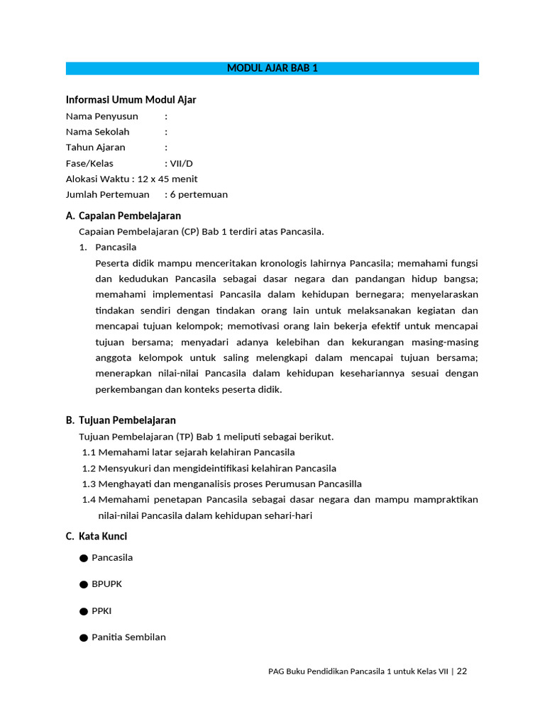 Modul Ajar Bab 1 | PDF