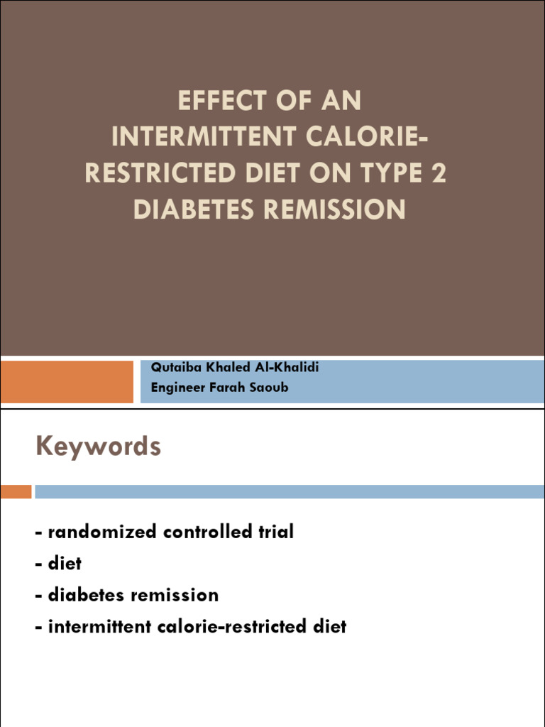 Effect of An Intermittent Calorie-Restricted Diet On Type | PDF