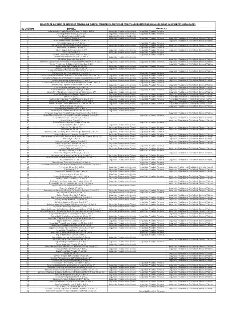 Relacion de Empresas de Seg. Priv. Ene 2024 | PDF