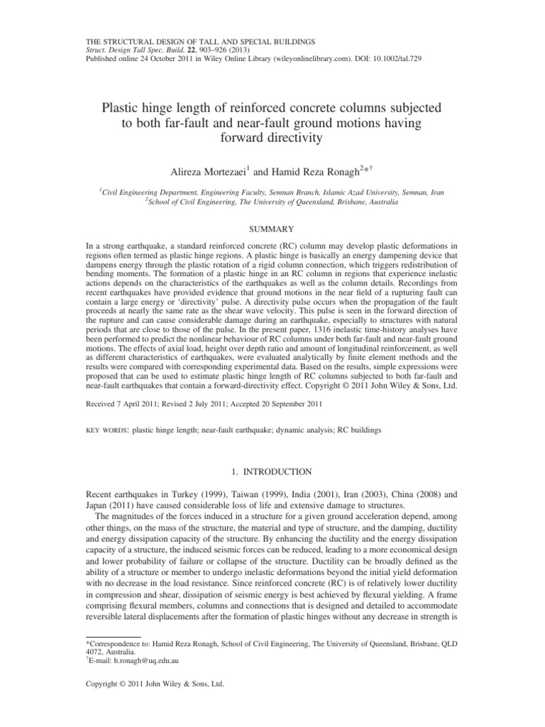 Plastic Hinge Length of Reinforced Concrete Columns Subjected To Both ...