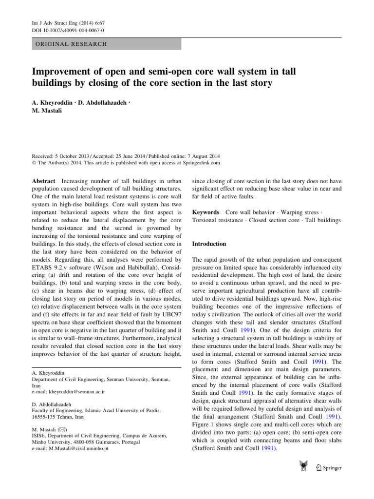 2014——Improvement of open and semi-open core wall system in tall buildings by closing of the ...