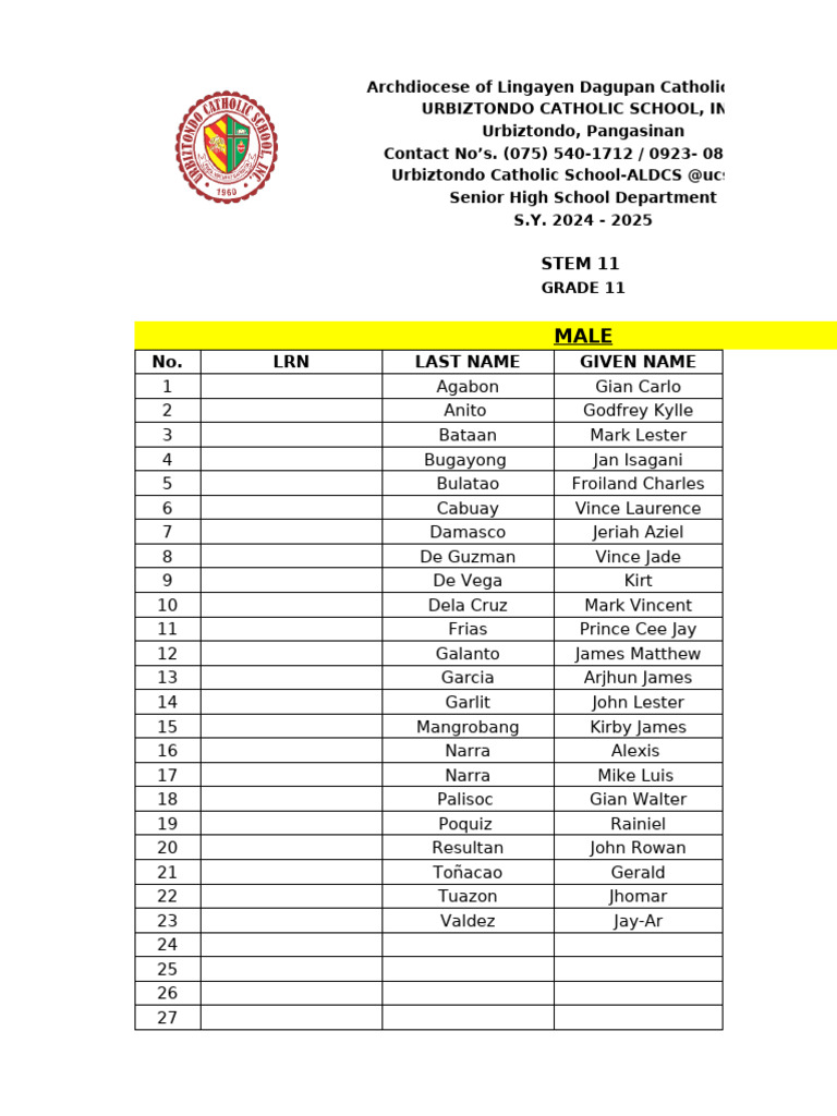 Stem 11 Masterlist | PDF