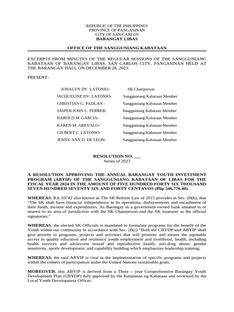 LIBAS Reso ABYIP 1 | PDF