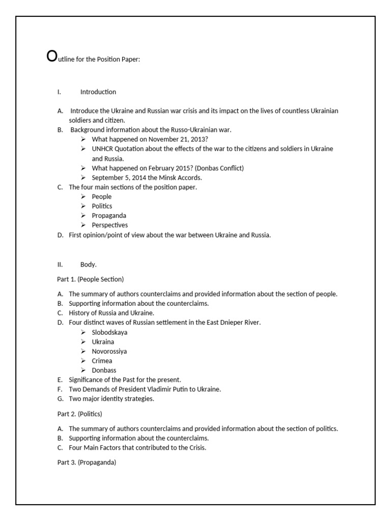 Outline For The Position Paper | PDF