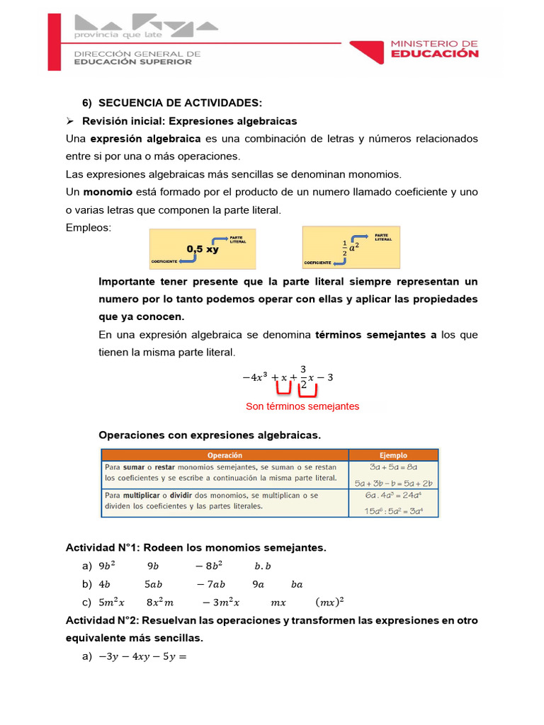 primera clase matemática | PDF